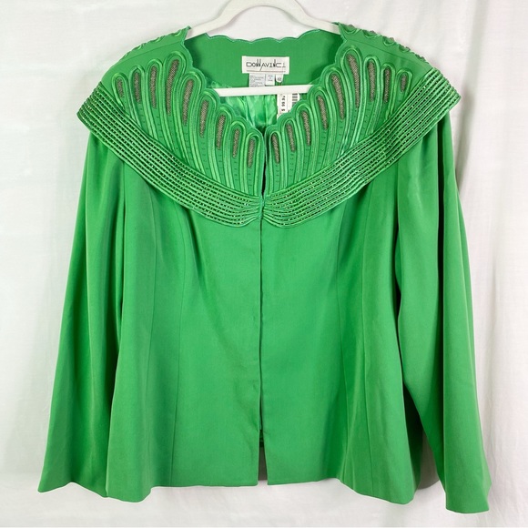 Vintage | Jackets & Coats | Vintage Green Beaded Scalloped Collar ...